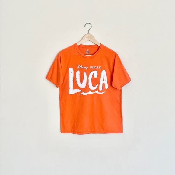Disney | Shirts | Disney Pixar Luca Logo Graphic Orange T Shirt Adult ...